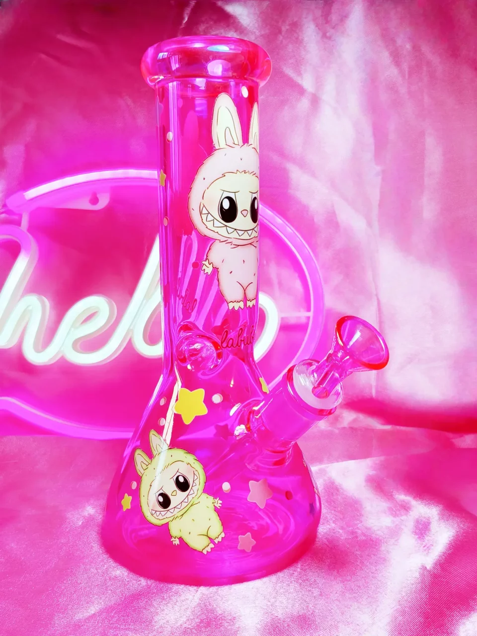Barbie Pink Iridescent Labubu Glass Bong - Girl Stash