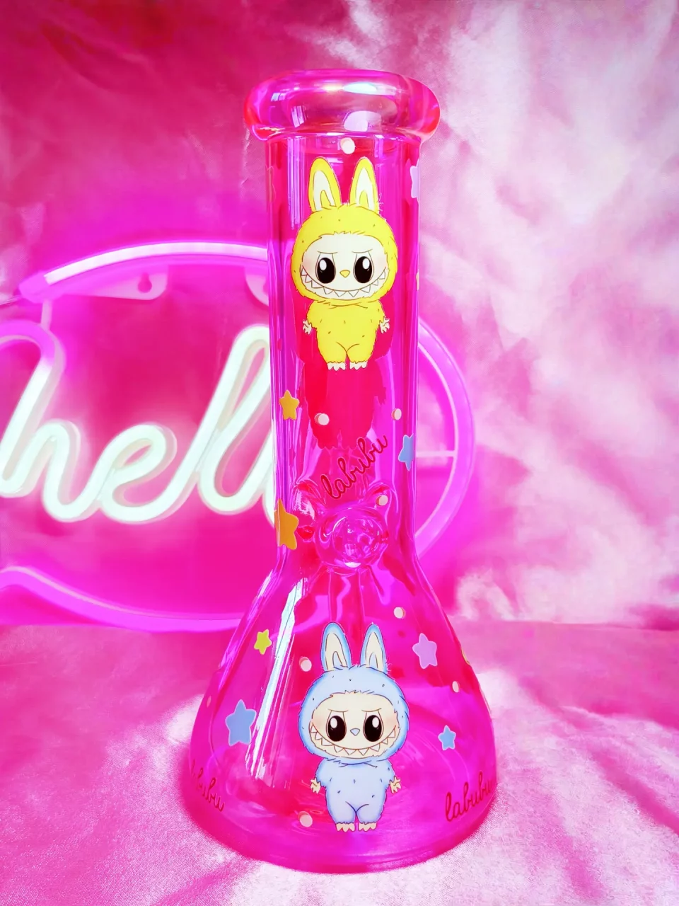 Barbie Pink Iridescent Labubu Glass Bong - Girl Stash