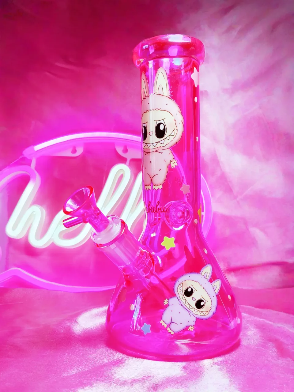 Barbie Pink Iridescent Labubu Glass Bong - Girl Stash