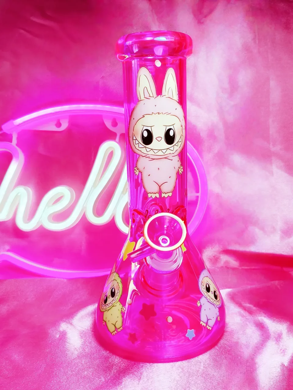 Barbie Pink Iridescent Labubu Glass Bong - Girl Stash
