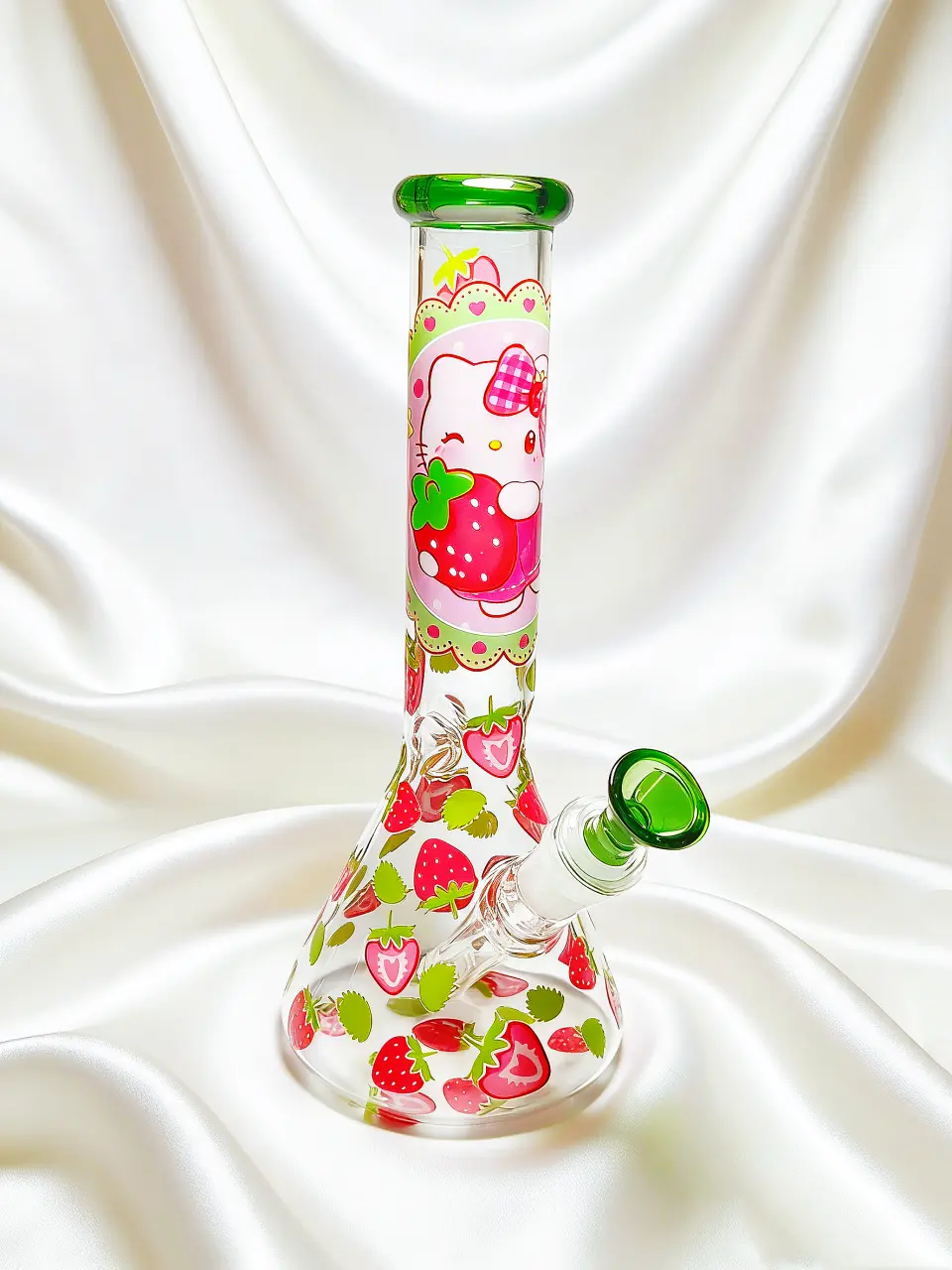 Hello Kitty Green Strawberry Beaker Glass Bong | Berry Garden Dream ...