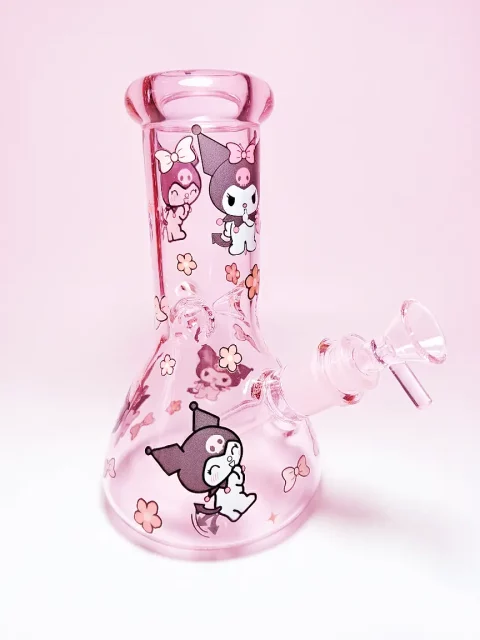 Kuromi Pastel Pink Glass Beaker Bong | Rebel Cutie - Girl Stash