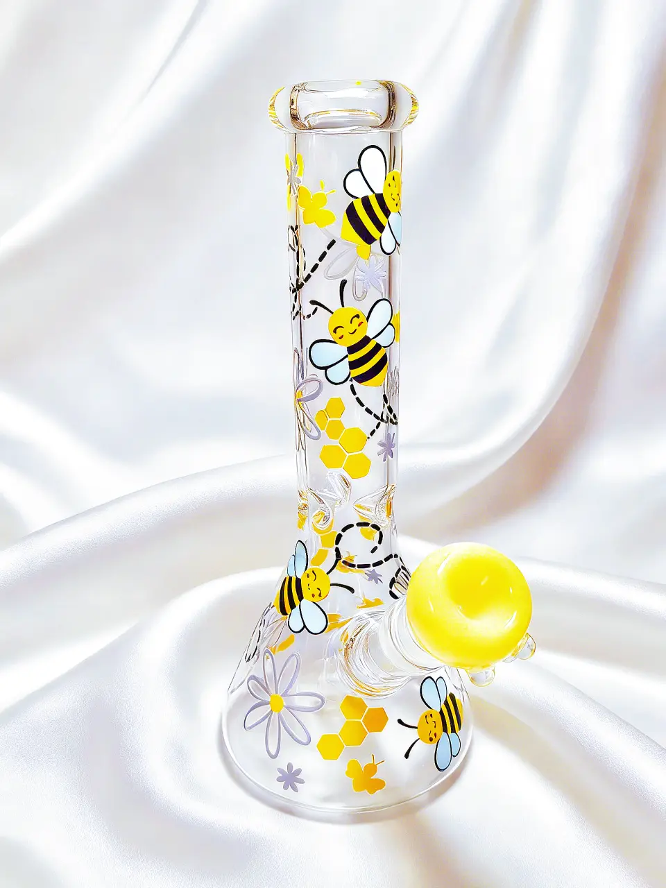 Smiling Little Bees Beaker Glass Bong | Sweet Honey Buzz - Girl Stash