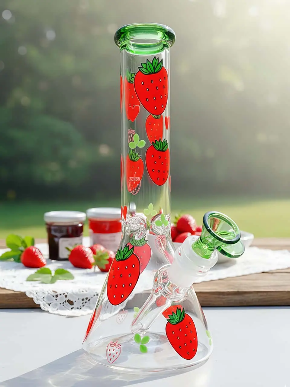 Strawberry Beaker Glass Bong | Fresh Summer Garden - Girl Stash